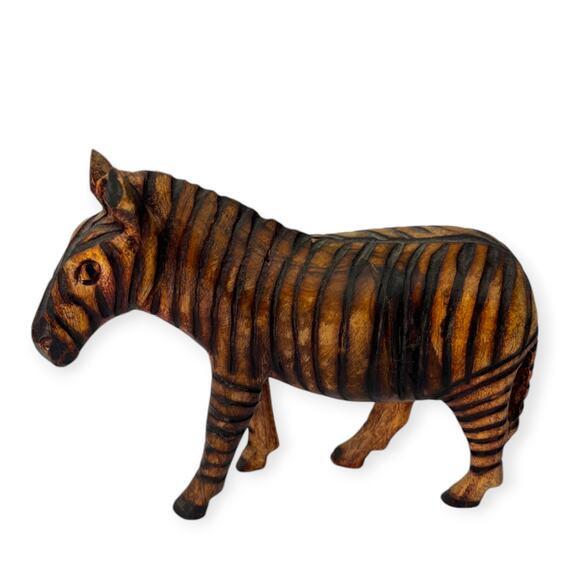 Artisan | Accents | Vintage Artisan Hand Carved Wooden Zebra Figurine ...
